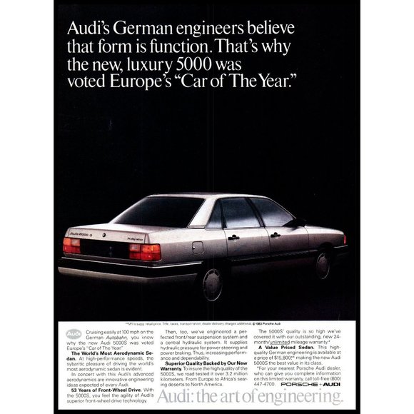 Audi | Art | 984 Audi 500s Luxury Sports Sedan Vintage Print Ad Side ...